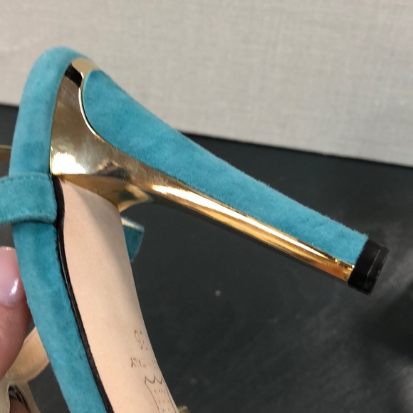 Jimmy Choo | Shoes | Jimmy Choo Gold Metallic Turquoise Sandals | Poshmark